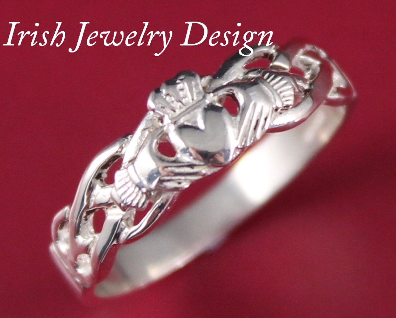 Claddagh Ring Ladies Silver Claddagh Ring on Celtic Rope - Etsy