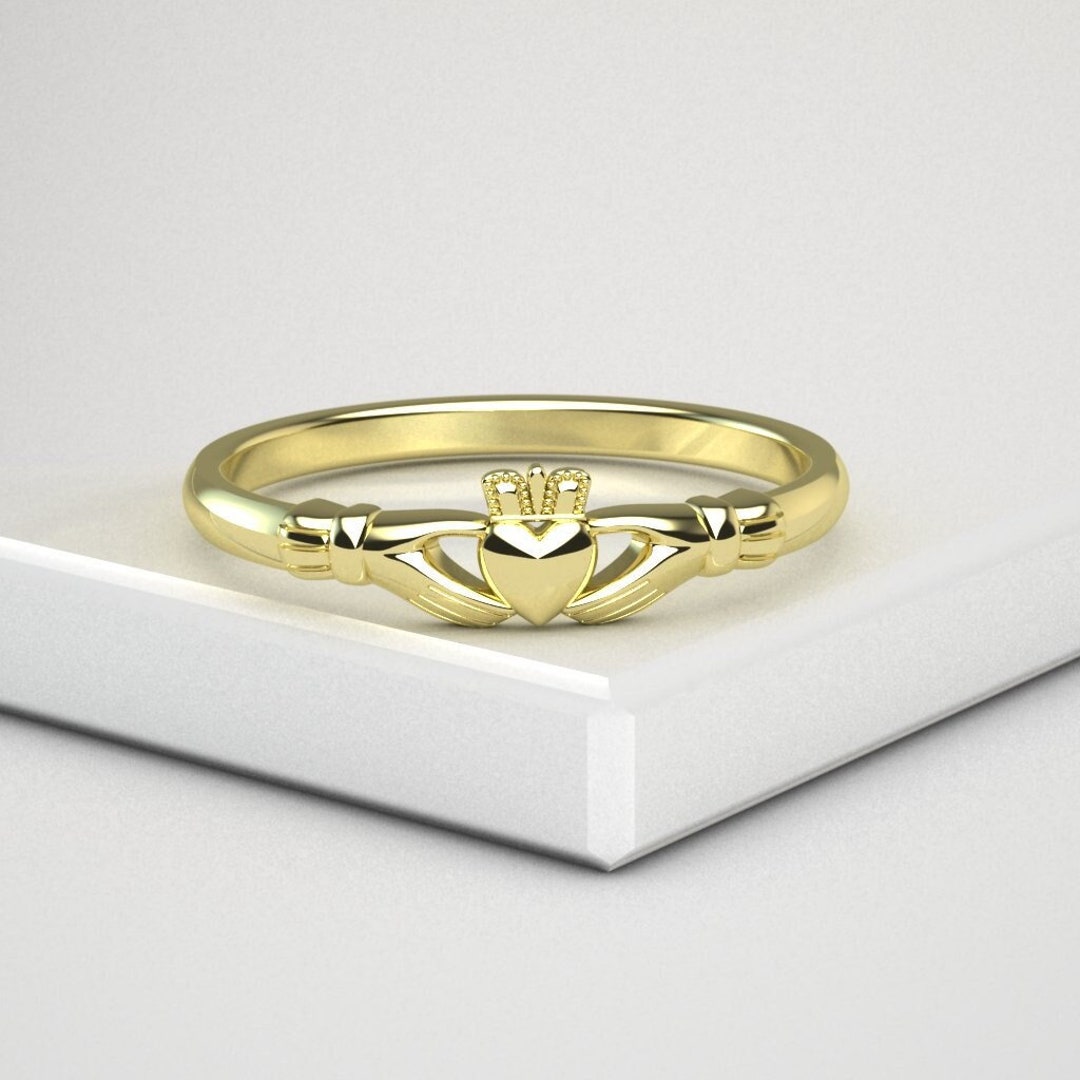 Gold Claddagh Ring for Ladies. 10K Solid Gold Ring. the Dainty Amore Claddagh Ring. - Etsy New ...