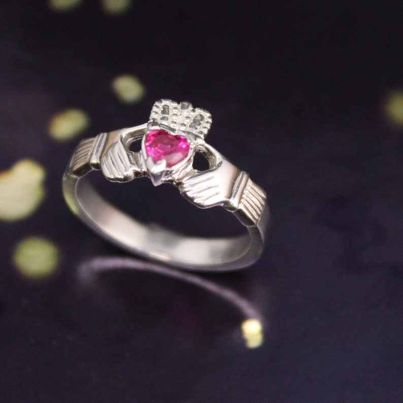 Claddagh Ring. Ladies Created Ruby Irish Claddagh Ring and | Etsy