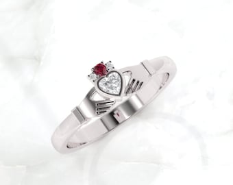 Claddagh Ring, Ruby and Diamond Ring. Diamond Claddagh Ring. Irish ...