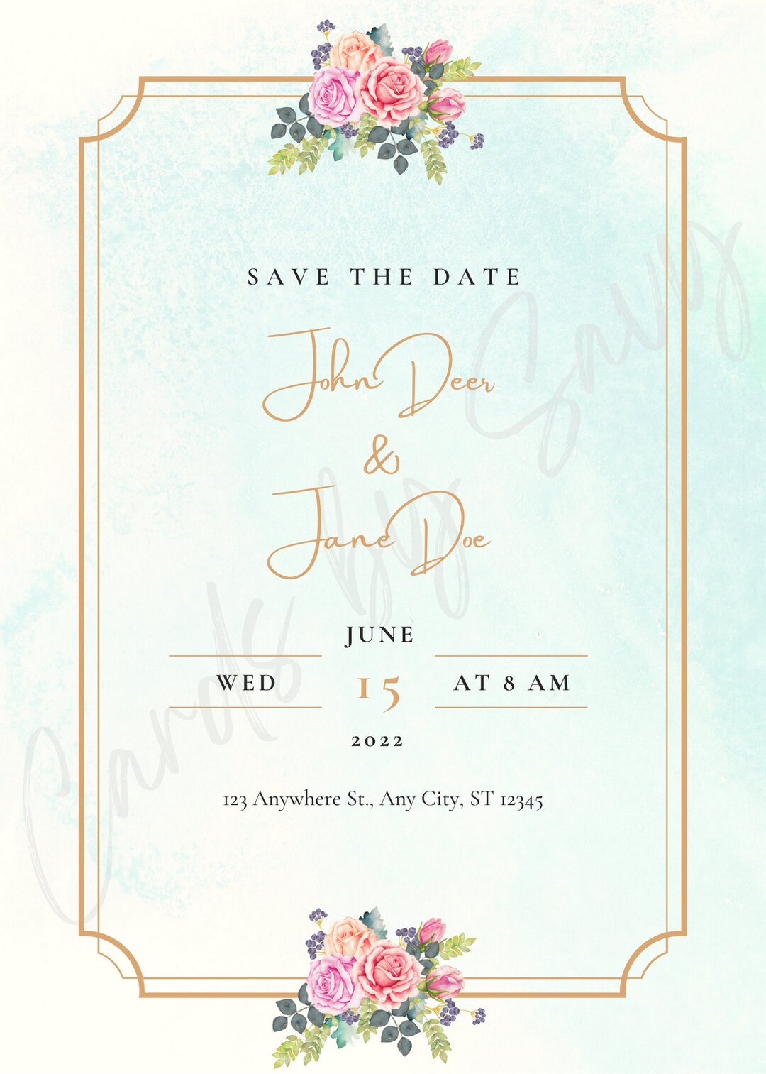 Simple Blue Foral Invitation: Instant Download- Bridal Shower, Wedding ...