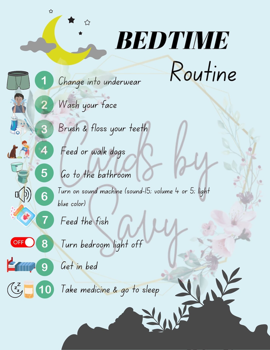 Bedtime Routine Checklist; Checklist for ADHD, ASD, Neurodivergent ...