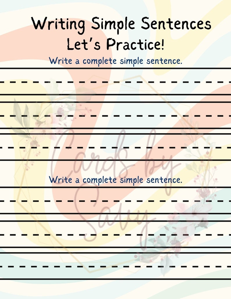 Writing Simple Sentences; Sentence Practice; Language Arts; Homeschool ...