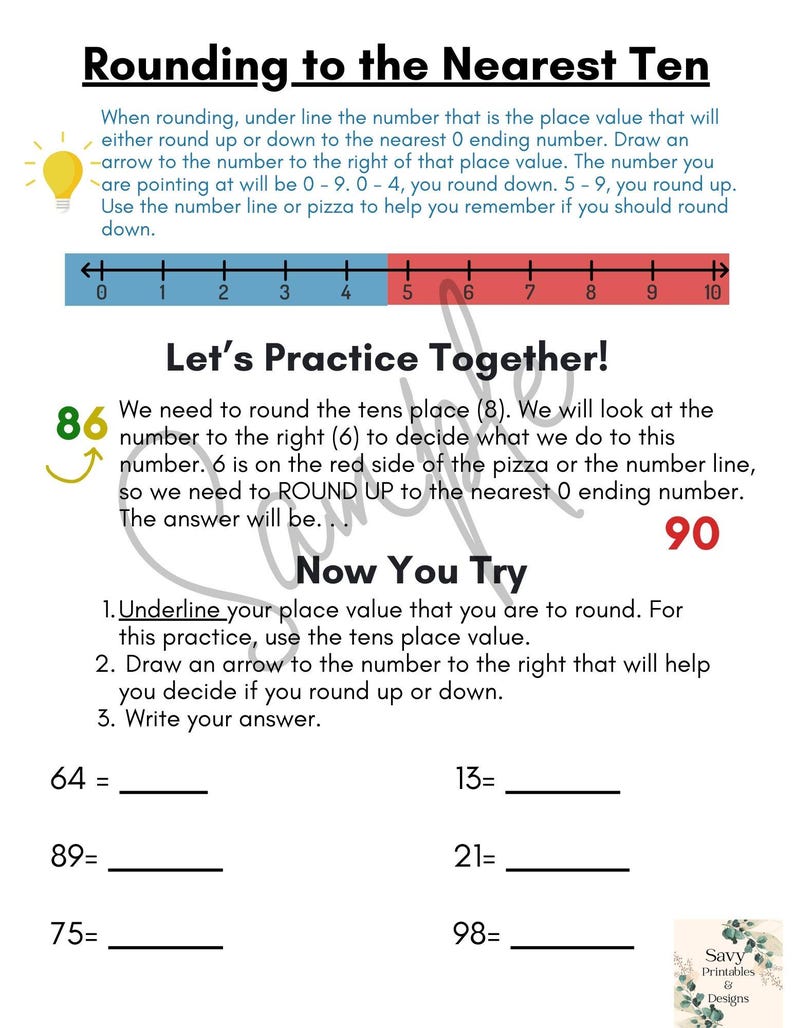 Rounding Math Poster, Reference Guide, Rounding Practice, Instant ...
