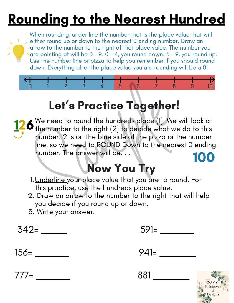 Rounding Math Poster Reference Guide Rounding Practice Instant