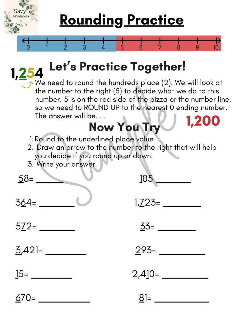 Rounding Math Poster Reference Guide Rounding Practice Instant