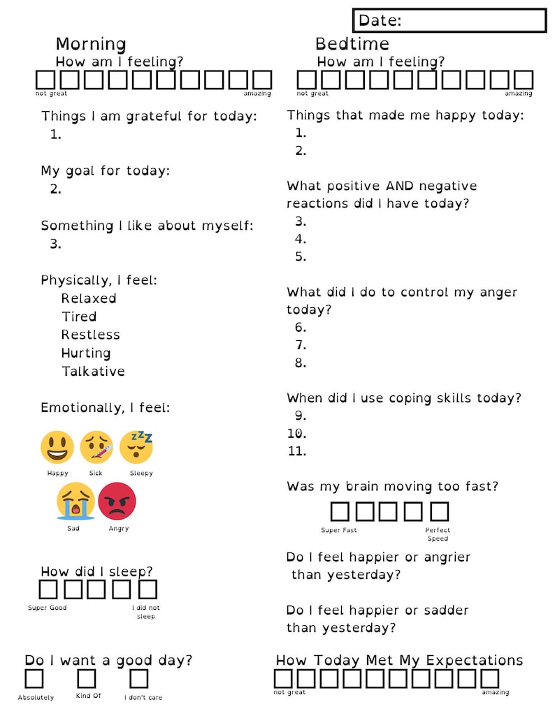 Daily Emotional Check in for Kids and Special Needs Support Tool - Etsy