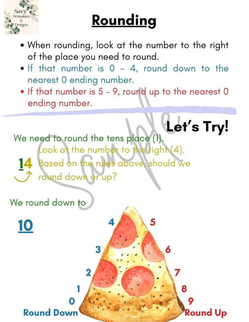 Rounding Math Poster, Reference Guide, Rounding Practice, Instant ...