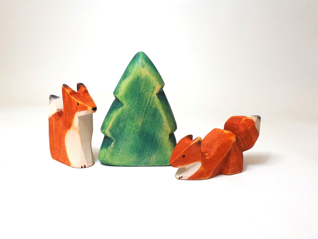 Baby Red Fox, Wooden Toy, Eco-friendly Toy, Forest Animal, Wooden ...