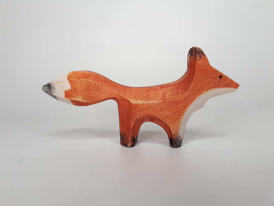 Red Fox, Wooden Toy, Eco-friendly Toy, Forest Animal, Wooden Figurine ...