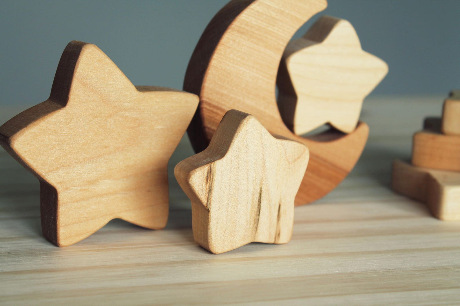 Rocket Stars and Moon Kit Stackable Toy Wooden Blocks Baby - Etsy