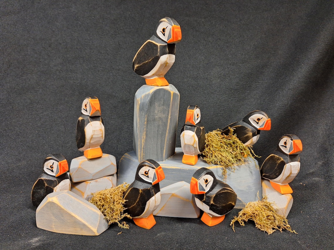 Puffins, Wooden Toy, Eco-friendly Toy, Animal Figurine - Etsy Canada