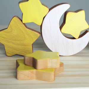 Rocket Stars and Moon Kit, Stackable Toy, Wooden Blocks, Baby Room ...