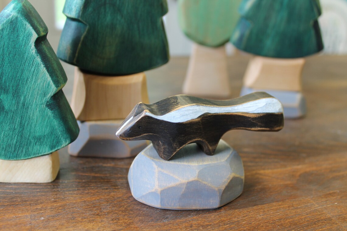 Skunk Wooden Toy Eco-friendly Toy Forest Animal Wooden | Etsy