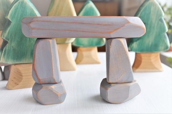 Wooden Cave Toy Wooden Toy Play Set Wooden Blocks Forest | Etsy