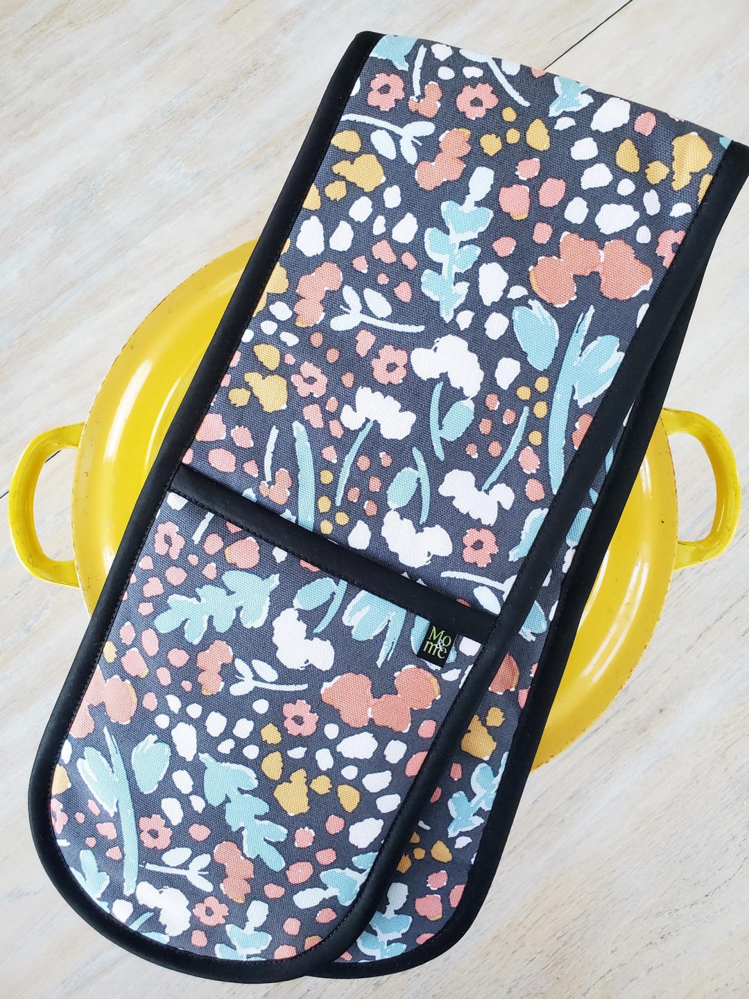 Double Oven Mitt Handmade Pot Holder Colorful Kitchen Accent Decor ...