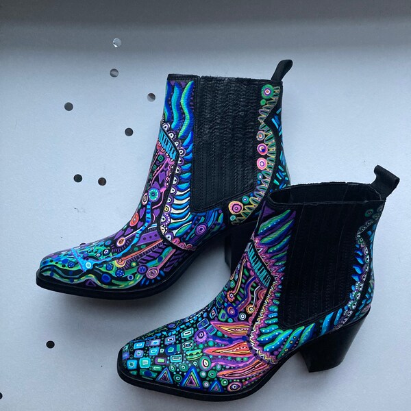 Hand Painted Boots - Etsy
