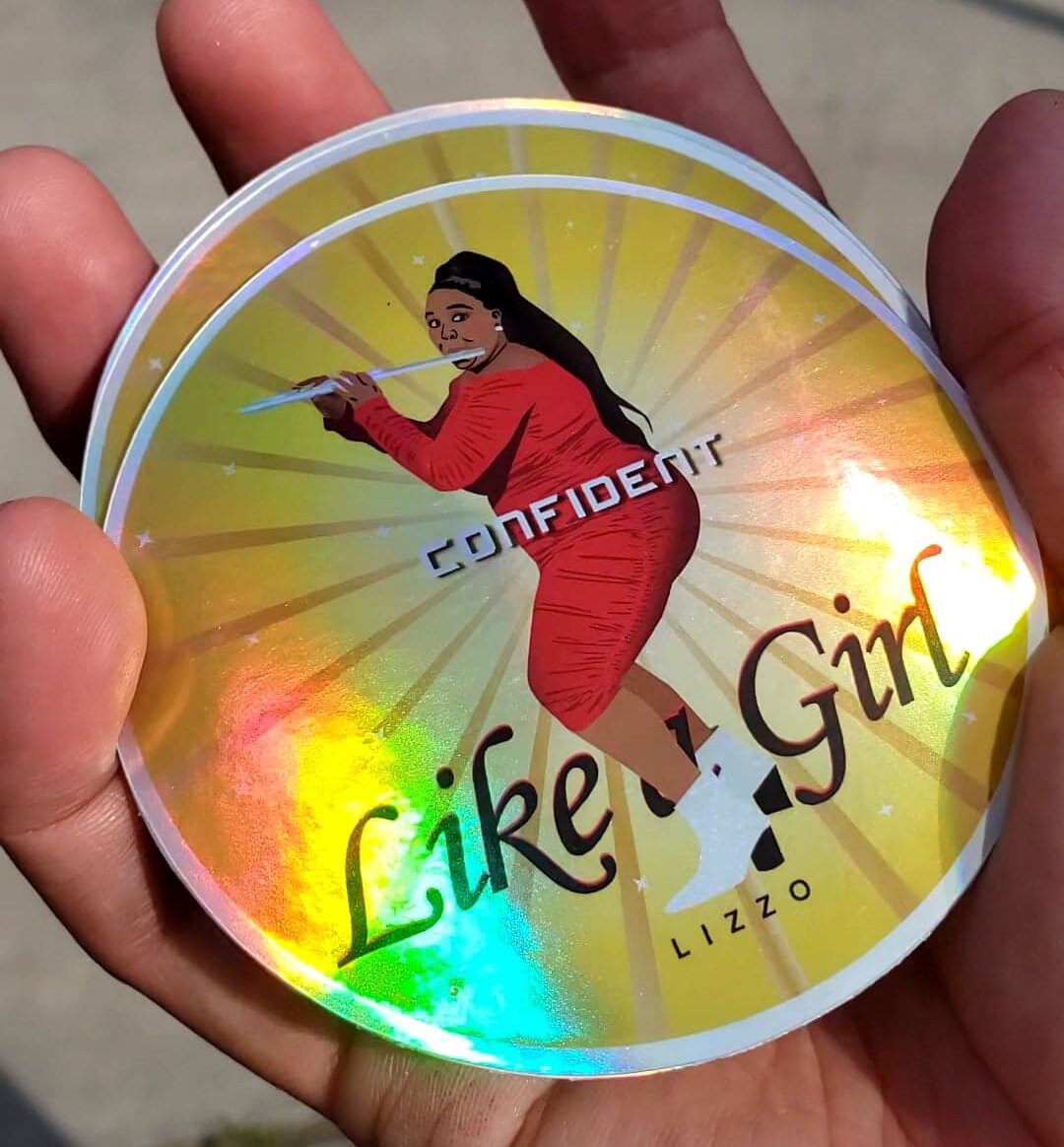 Confident Like a Girl, Lizzo Shining Holographic Sticker Feminist Decal ...