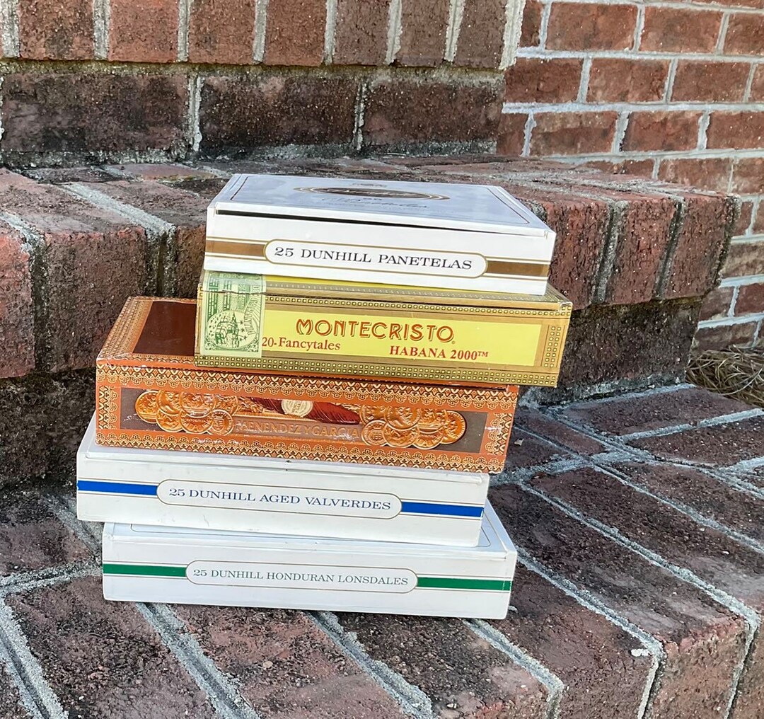 Lot of 5 Paper and Wood Cigar Boxes, Mens Gift Boxes, Craft Supplies ...