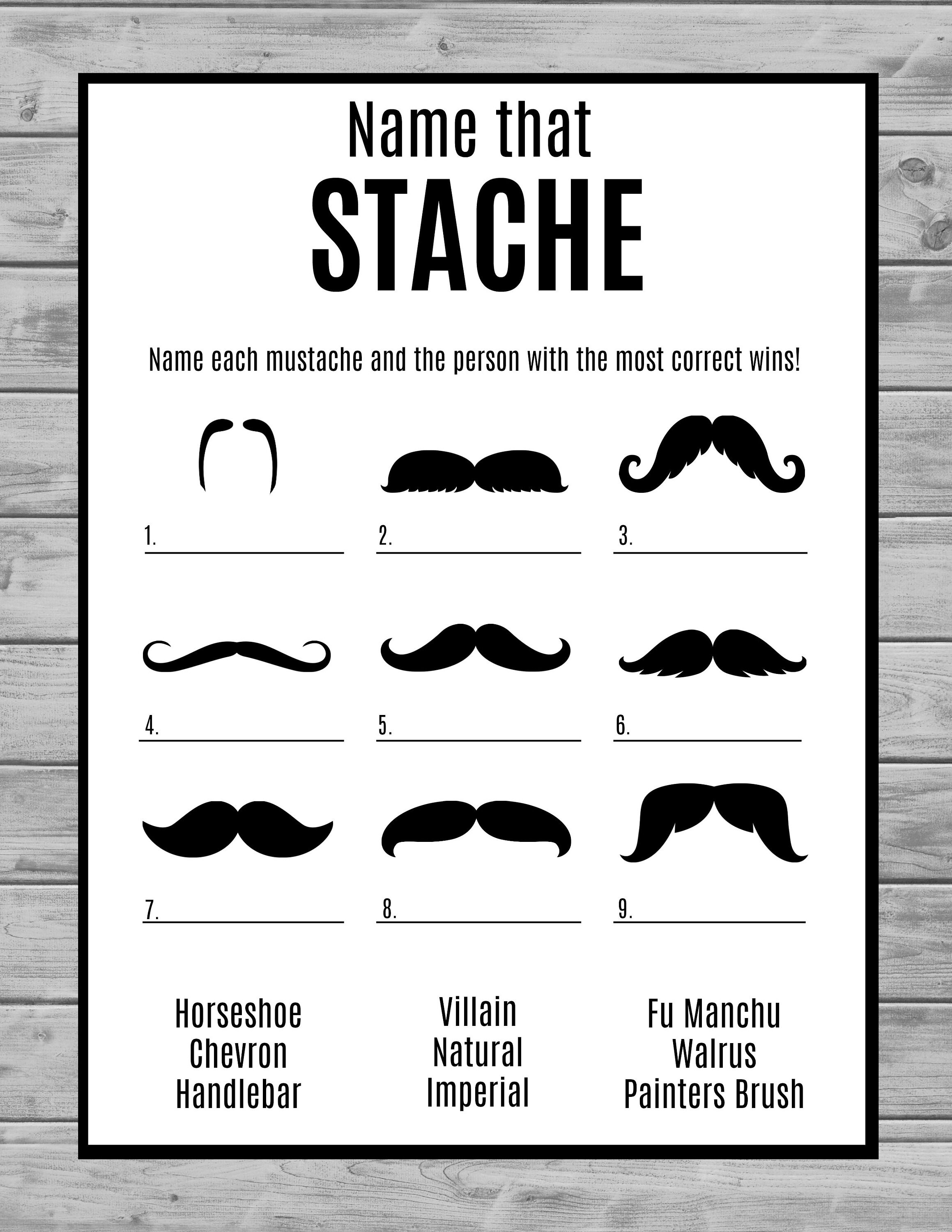 Baby Shower Games Mustache Baby Shower Name That Stache - Etsy