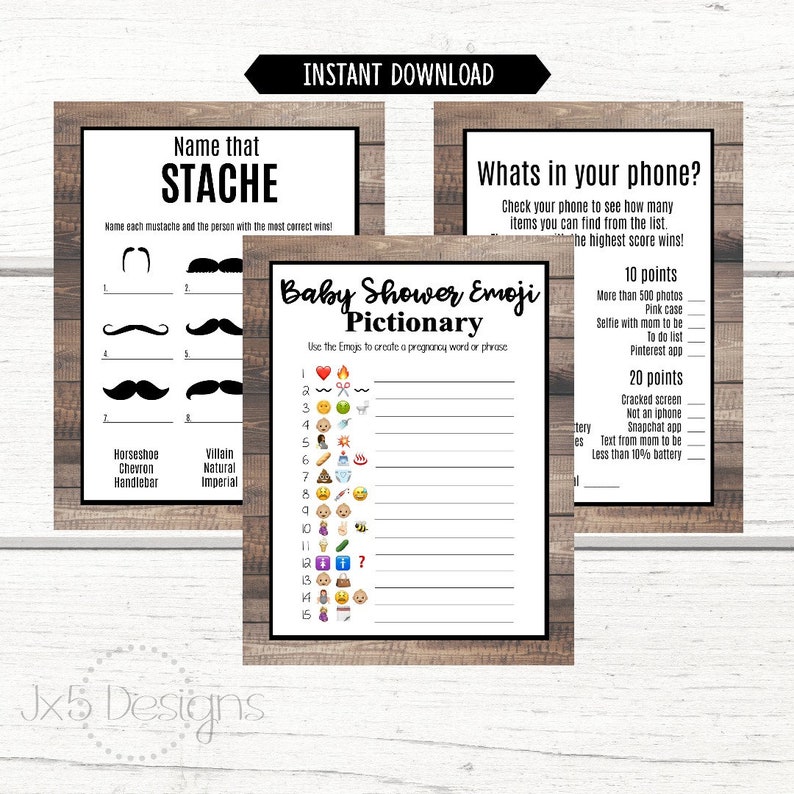 Baby Shower Games Mustache Baby Shower Name That Stache - Etsy