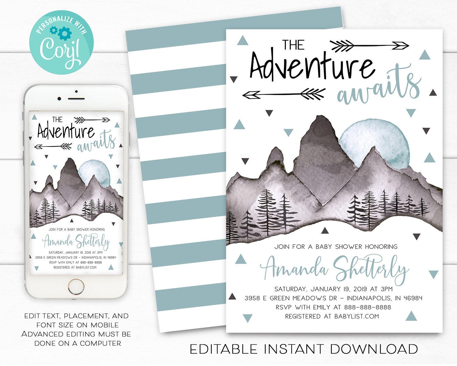 Rainbow Outdoor Invitations Rustic Trees Plaid Co-Ed Invites Lumberjack ...