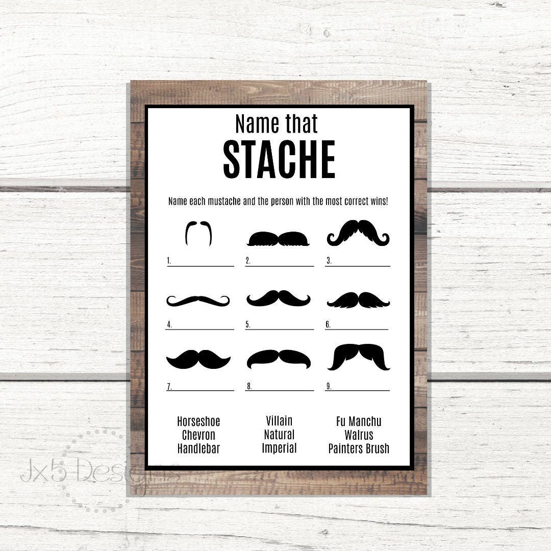 Baby Shower Games Mustache Baby Shower Name That Stache - Etsy