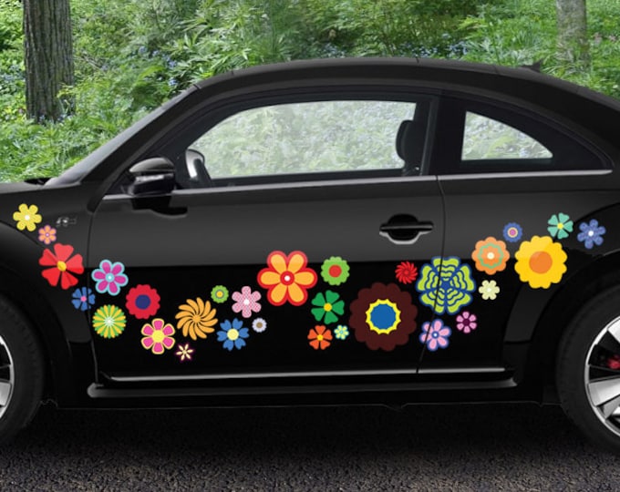 Retro Flower Sticker Flurry Sheet - Vehicle Graphics for Cars or Trucks ...