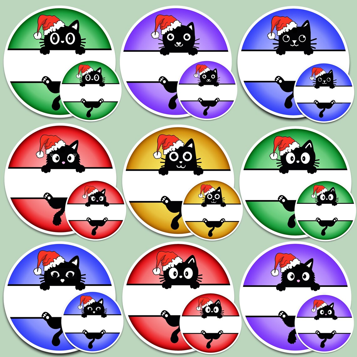 Adorable Cat Gift Sticker Pack 36 Stickers for Boxes, Bags, Cards - 9 ...