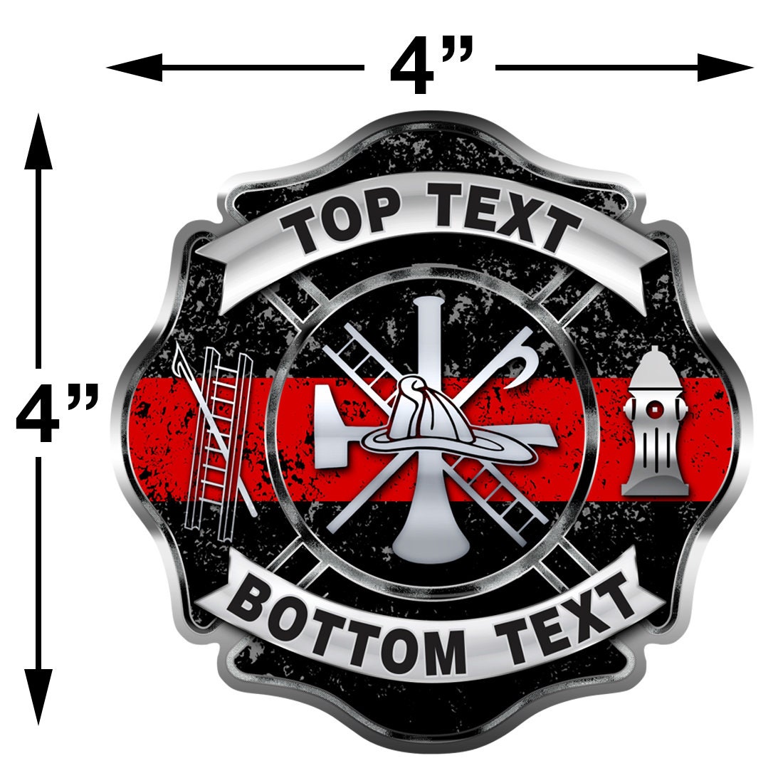 Custom Firefighter Thin Red Line Stickers 4" X 4" - Car Truck Vinyl ...