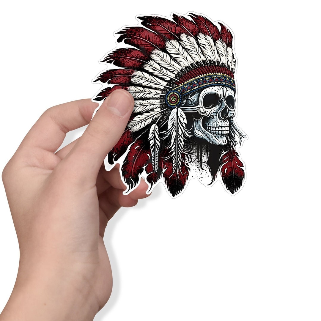 Indian Chief Skull Stickers 2 Pack - Car Truck Window Bumper Vinyl ...