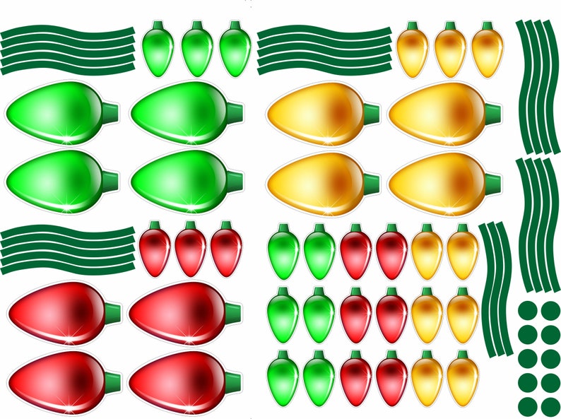 75 Christmas Lights Sticker Sheet -graphics for Windows, Cars or Trucks ...