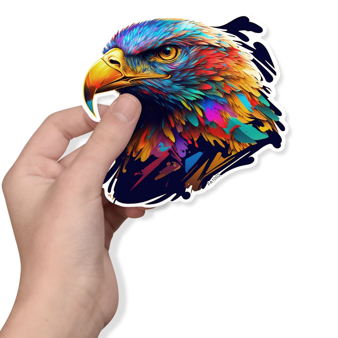 Colorful Eagle Head Stickers 2 Pack Car Truck Window Bumper Vinyl Decal ...