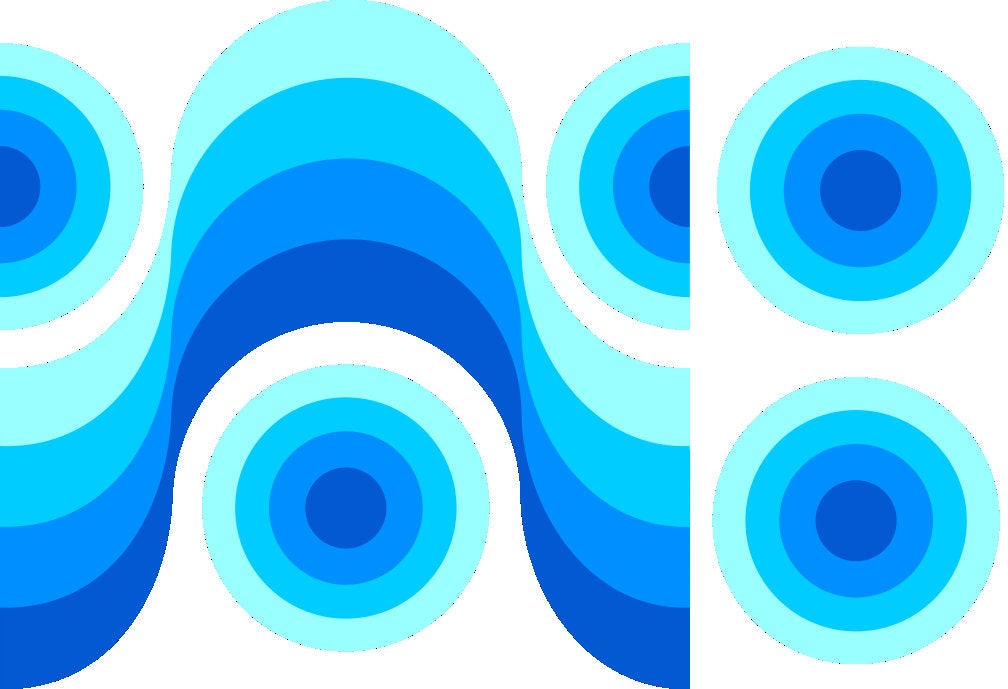 Retro Gradient Wave Sticker Decal for Car, RV, Bus, 70's Classic Colors ...