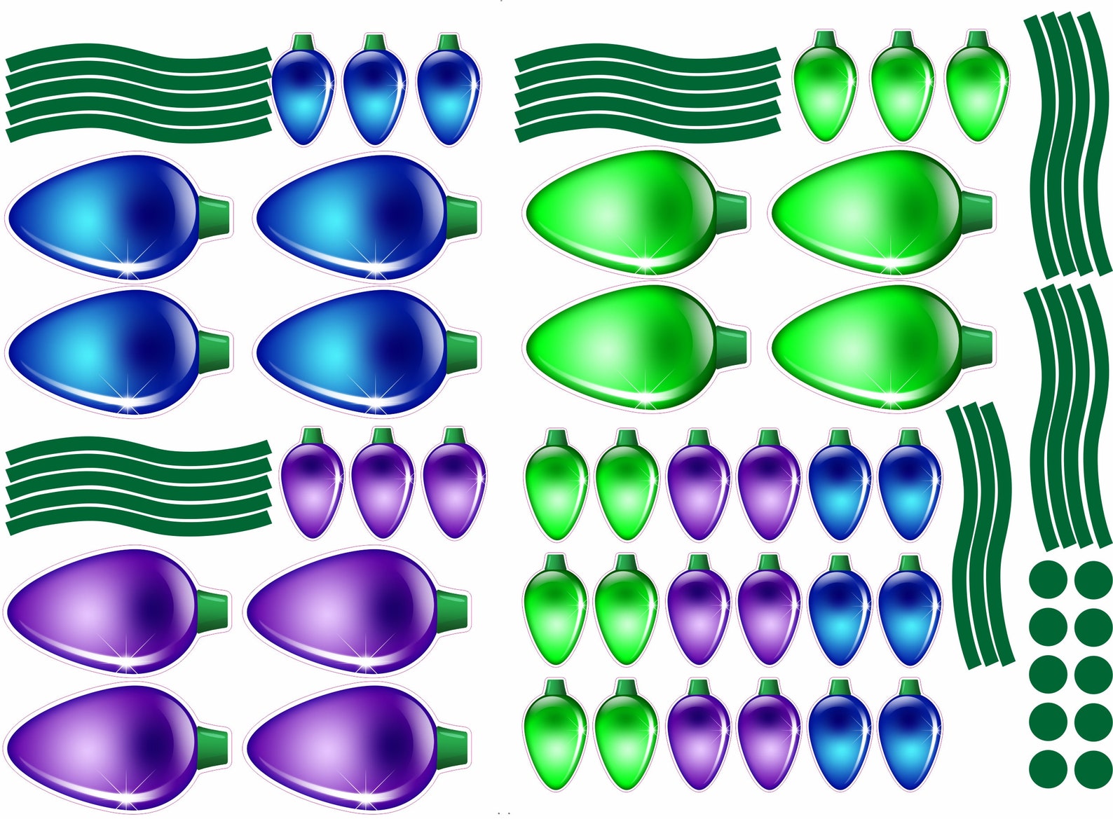 75 Christmas Lights Sticker Sheet -graphics for Windows, Cars or Trucks ...