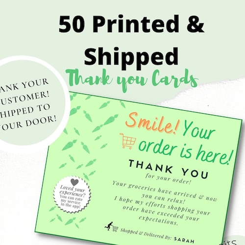 Shopper Thank You Card for Customer Thank You Note Delivery - Etsy
