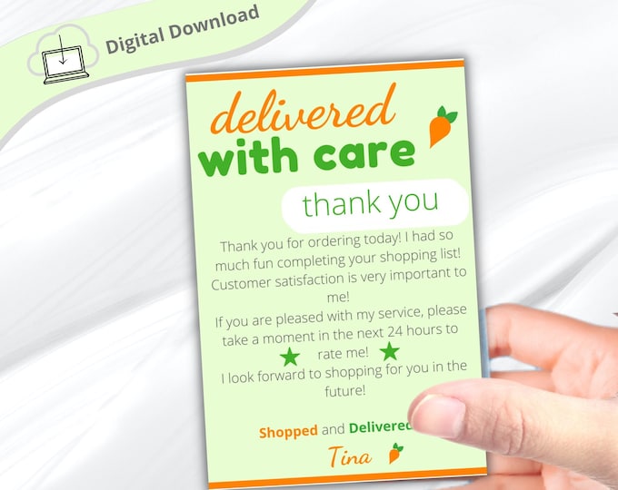 Shopperthank You Card for Customer Orders Printable, Custom Thank You ...