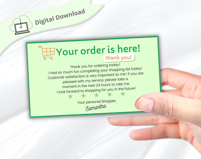 Thank You Card for Customers, Orders, Printable, Grocery Delivery ...