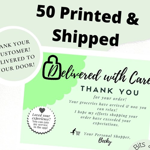 Shopper Thank You Card for Customer Thank You Note Delivery - Etsy