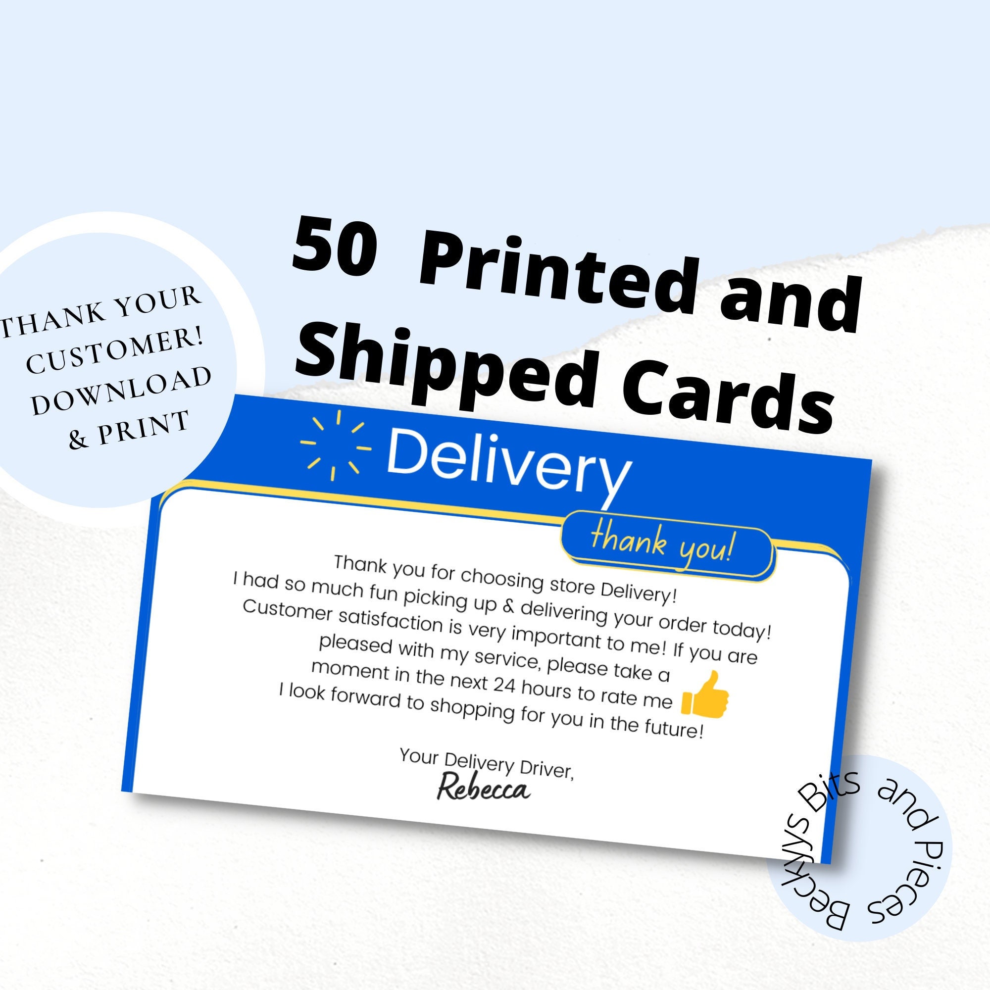 Shopper Card Thank You 50 Printed Business Cards Custom Thank You ...