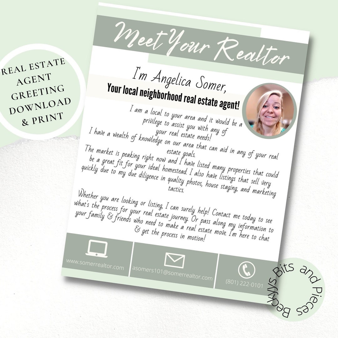 Meet Your Realtor, Real Estate Agent Letter, Hello Neighbor, Review ...