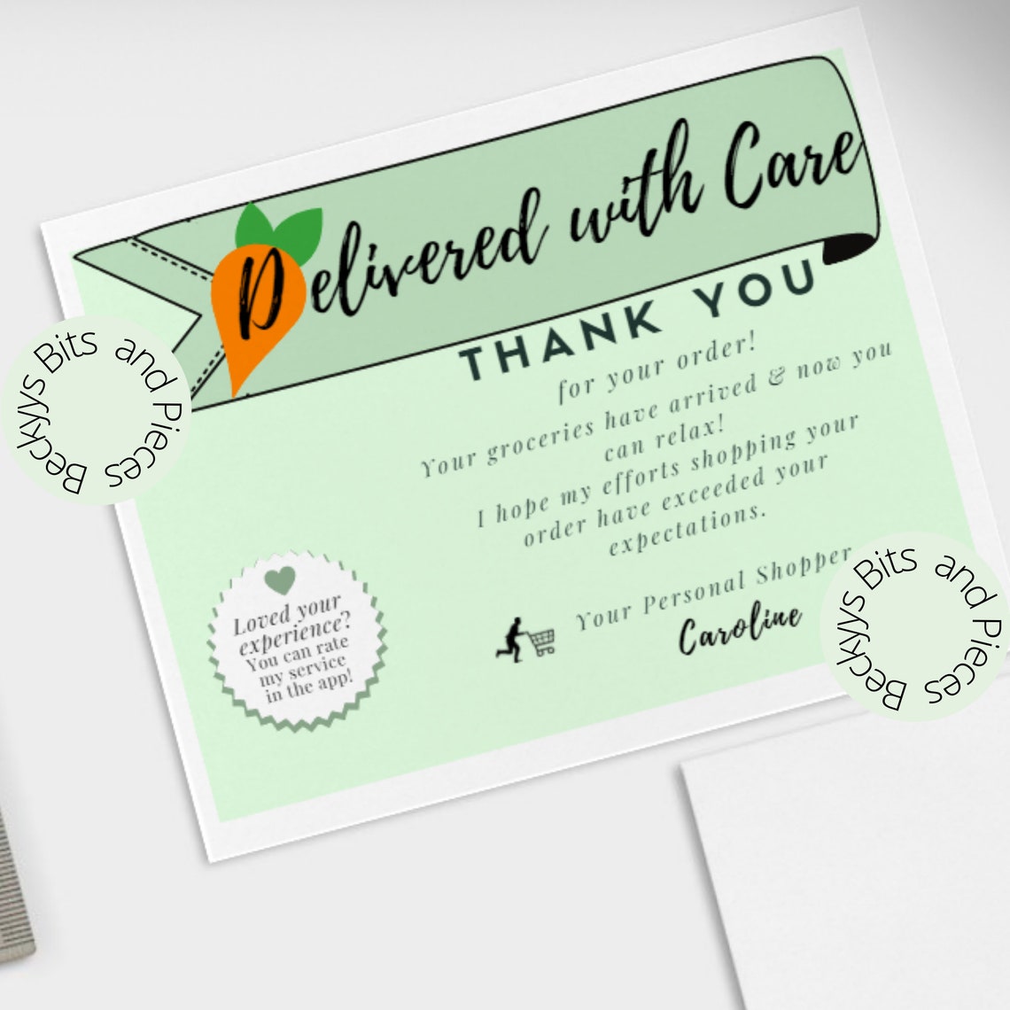 Shopper Thank You Card for Customer, Thank You Note, Delivery Driver ...