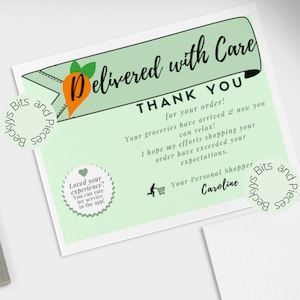 Shopper Thank You Card for Customer, Thank You Note, Delivery Driver ...