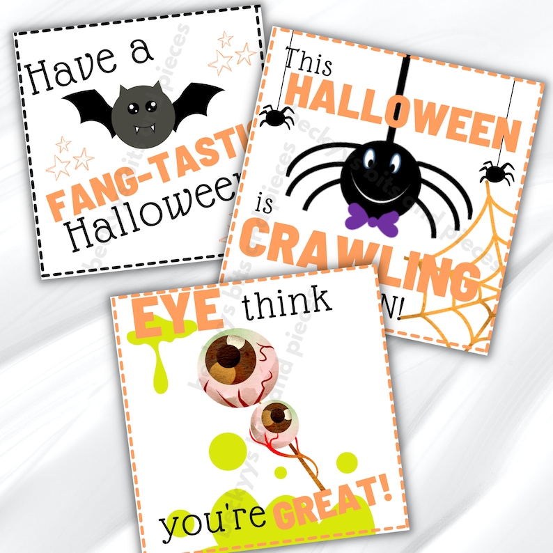 Kids Halloween Card Set Classroom Halloween Cards Student Halloween ...