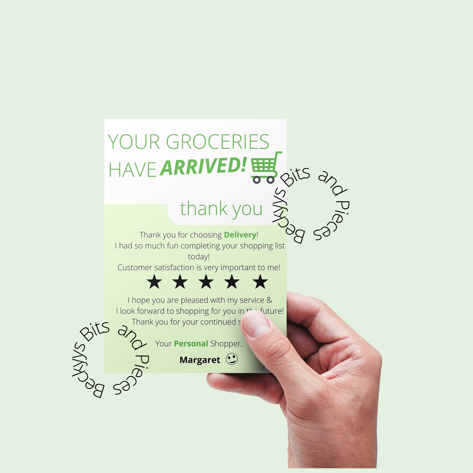 Delivery Shopper Thank You Order for Customer, Thank You Note, Delivery ...