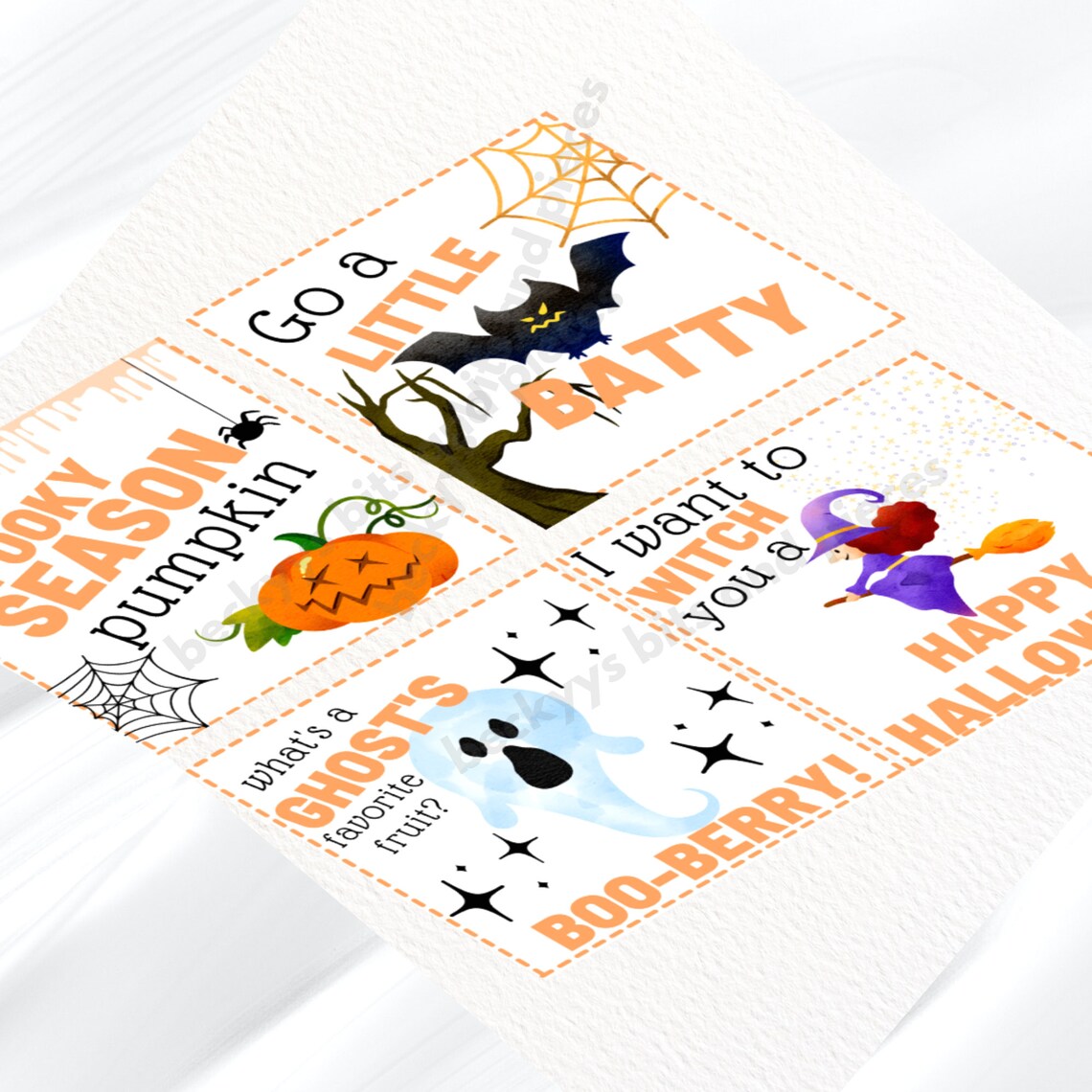 Kids Halloween Card Set Classroom Halloween Cards Student Halloween ...