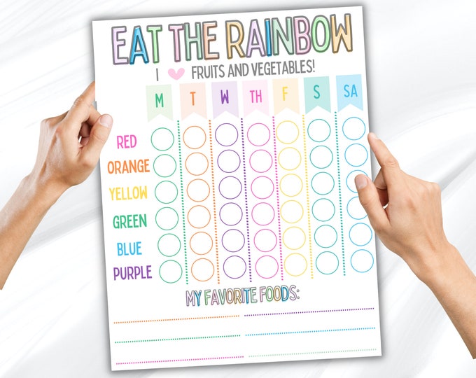 Eat the Rainbow Kids Nutrition Checklist, Nutrition Tracker, Nutrition ...