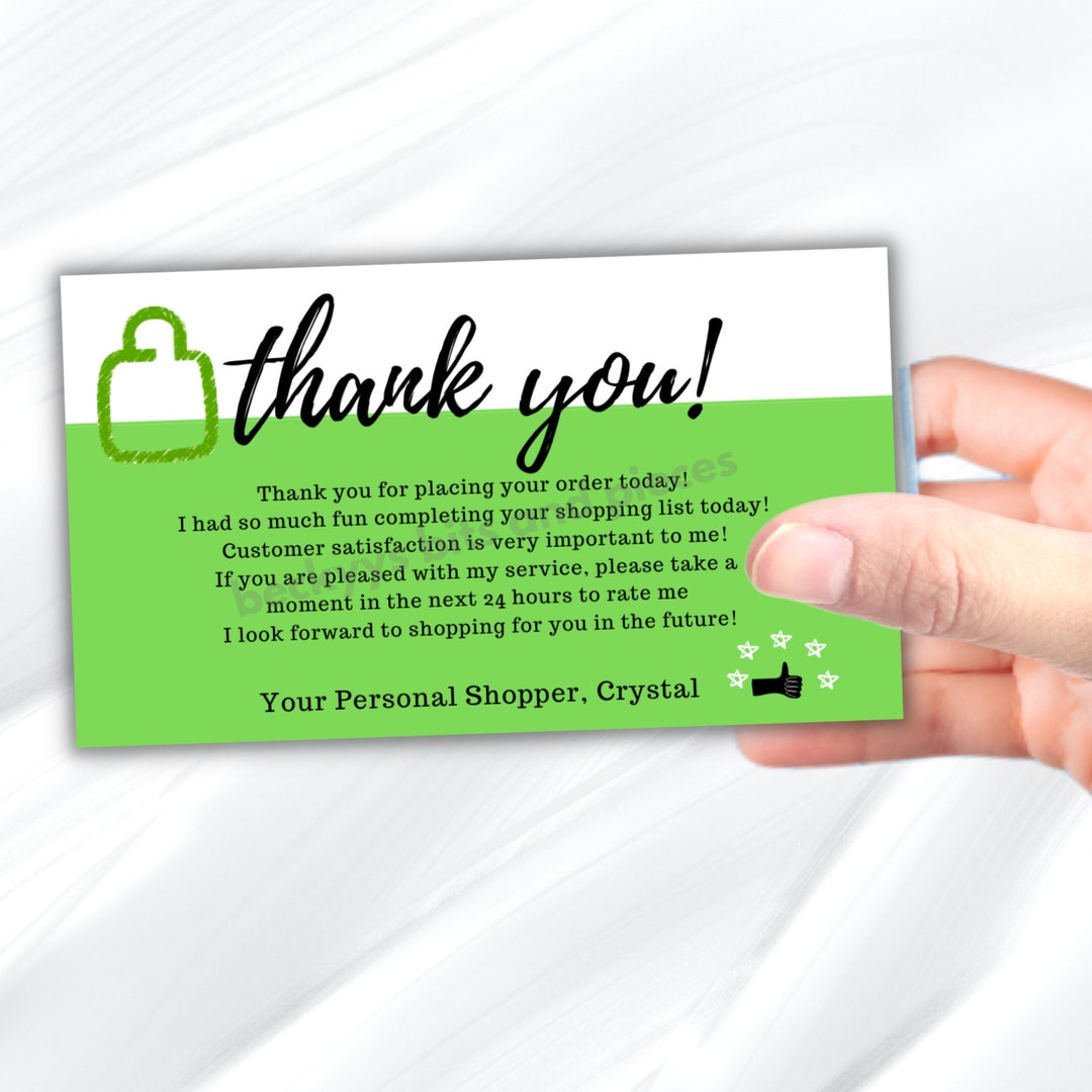 Shopper Thank You Printable Business Cards Grocery Delivery, Delivery ...