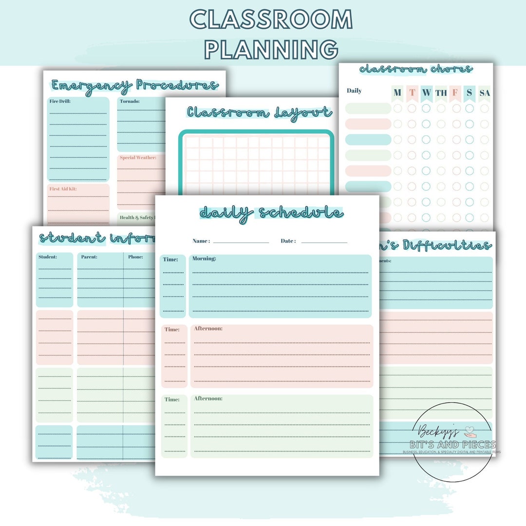 Classroom Planning Worksheets, Student Schedule, Assignment Tracker ...