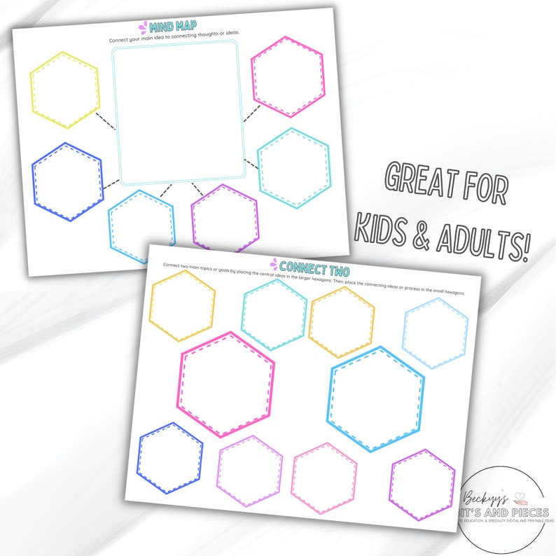 Graphic Organizer Mind Map Notes Connecting Thoughts Goal - Etsy